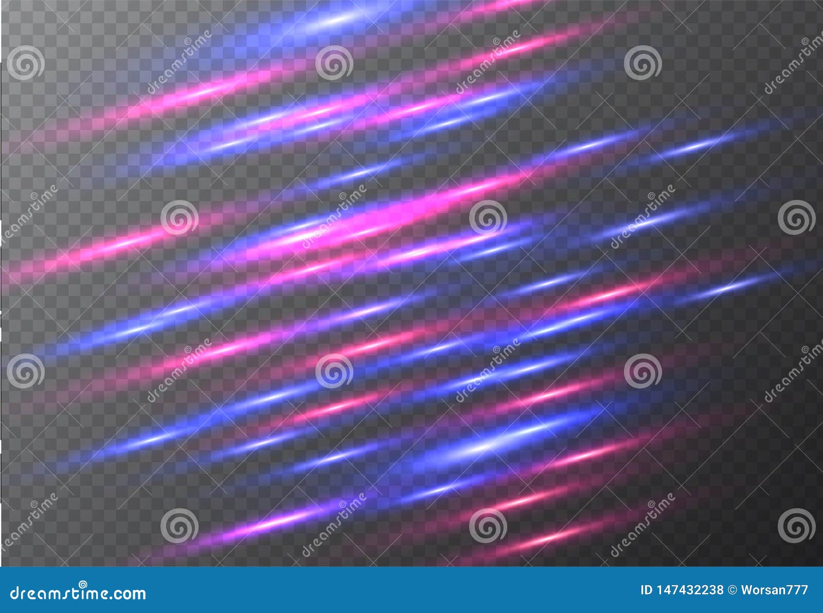 Red and Blue Lines Special Effect. Glowing Streaks on Transparent ...