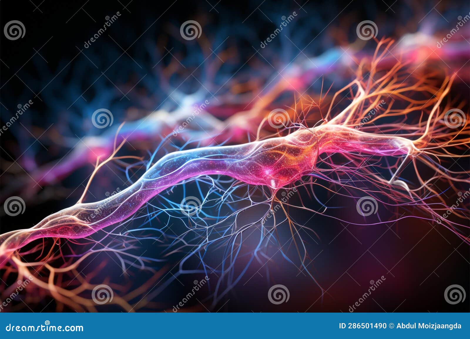 Red and Blue Lines Trace Neural Pathways in a Human Brain Stock ...