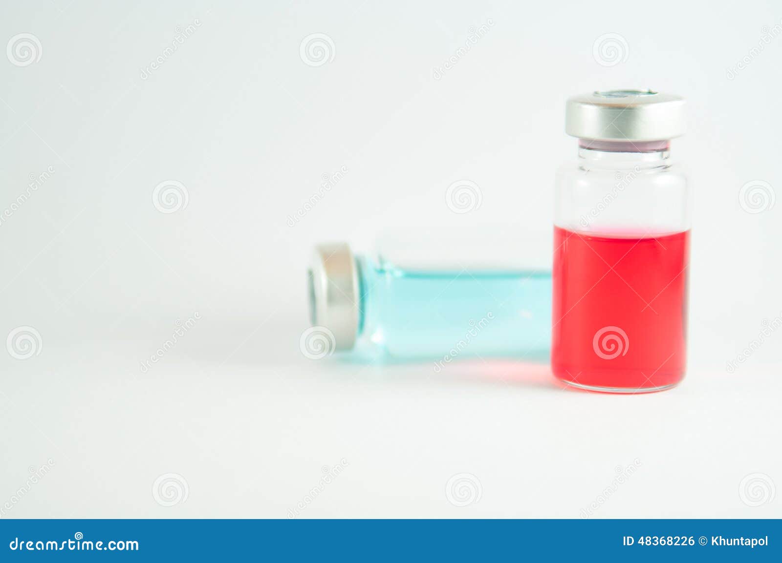 Red and Blue Liquid in Injection Vials Stock Photo - Image of ampule ...