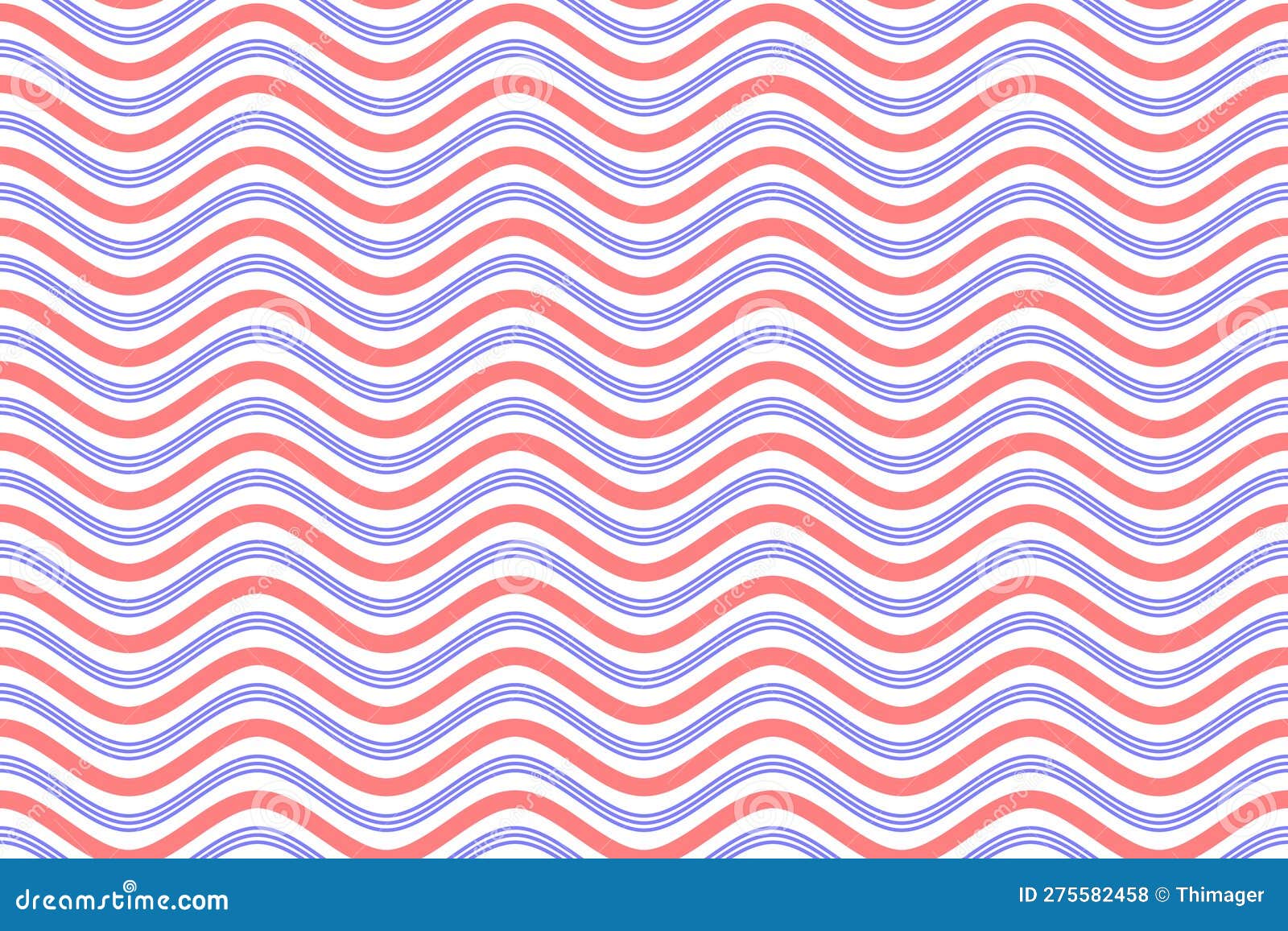 Red and Blue Liquid Wave Lines Seamless Pattern on White Background ...