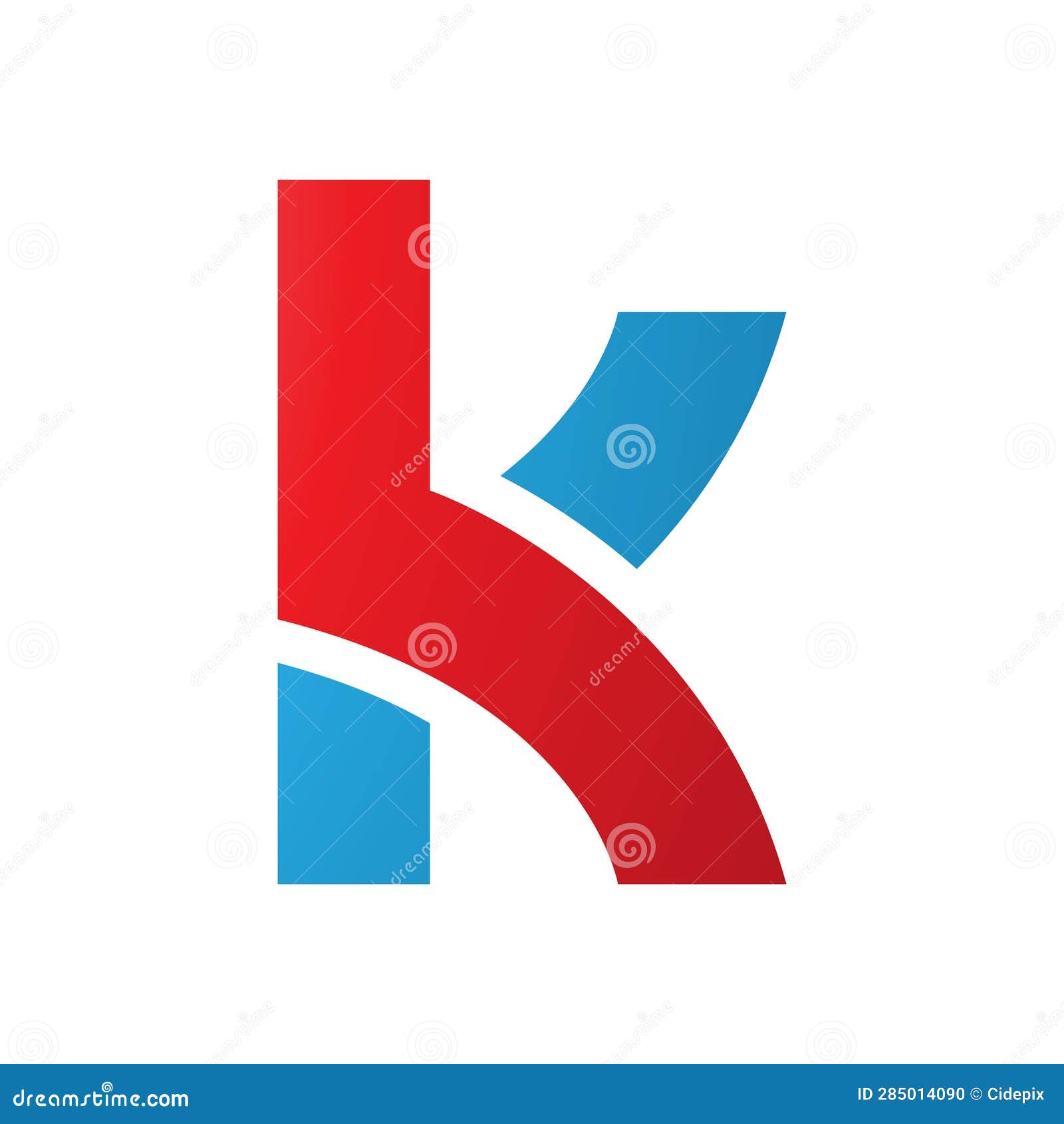 Red and Blue Lowercase Letter K Icon with Overlapping Paths Stock ...