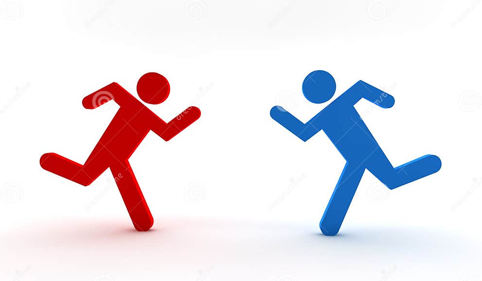 Red and blue men running stock illustration. Illustration of career ...
