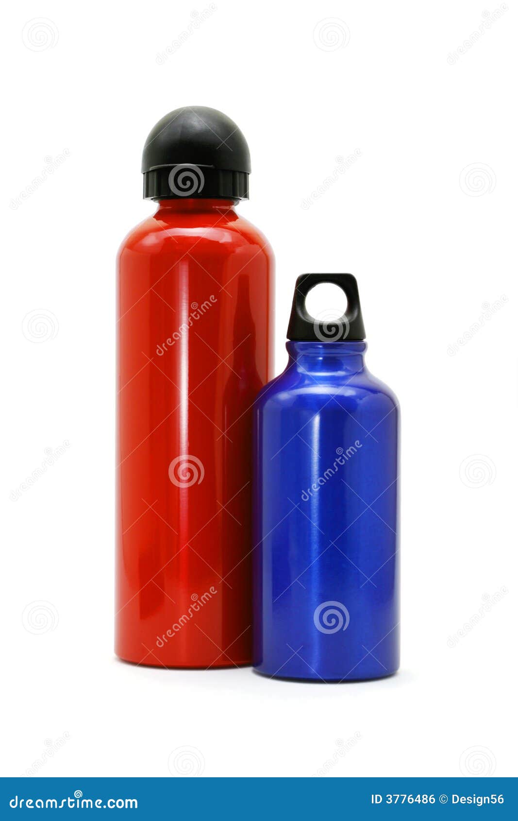 Red and Blue Metallic Bottles on White Stock Photo - Image of blue ...