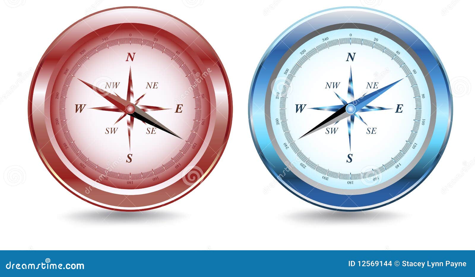 Red and Blue Metallic Compasses Stock Vector - Illustration of ticks ...