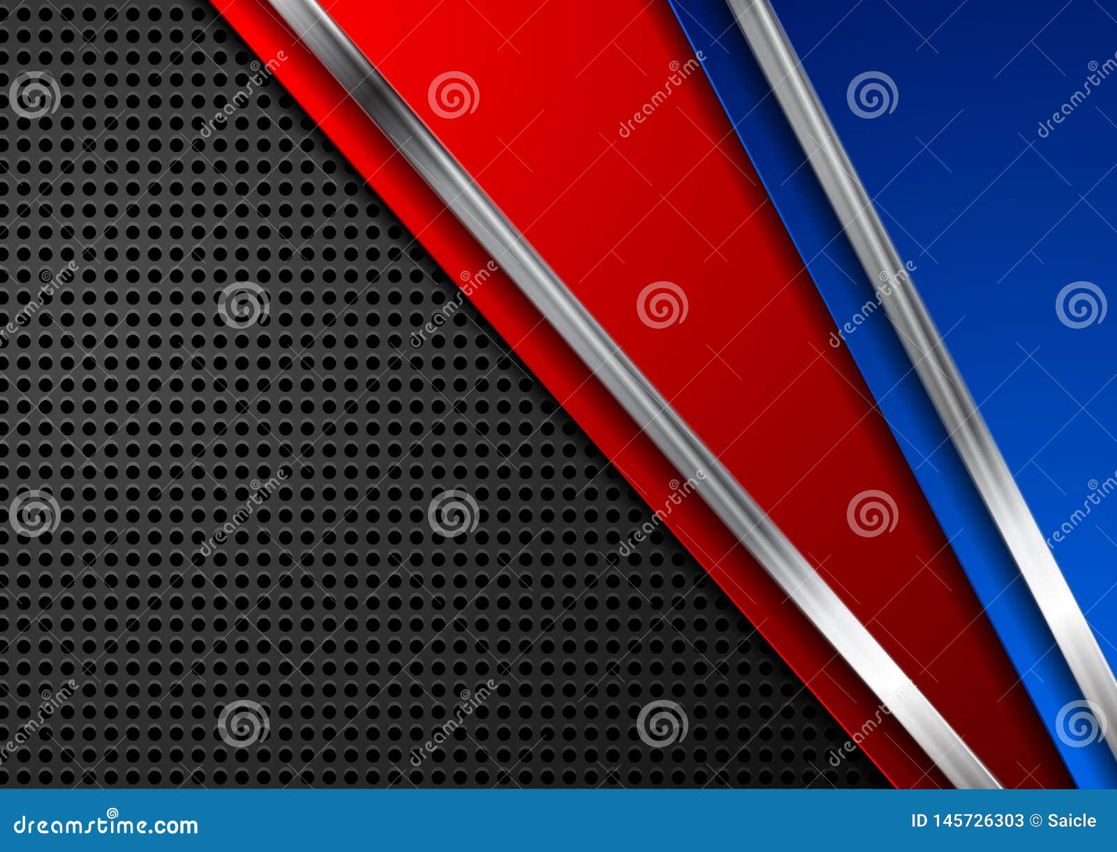 Red and Blue Metallic Perforated Technology Background Stock Vector ...