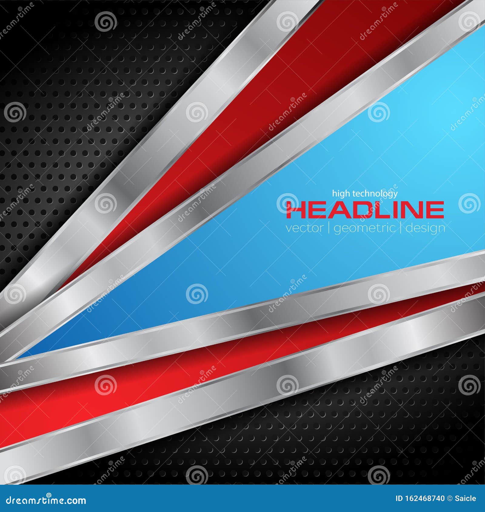 Red and Blue Metallic Perforated Technology Background Stock Vector ...