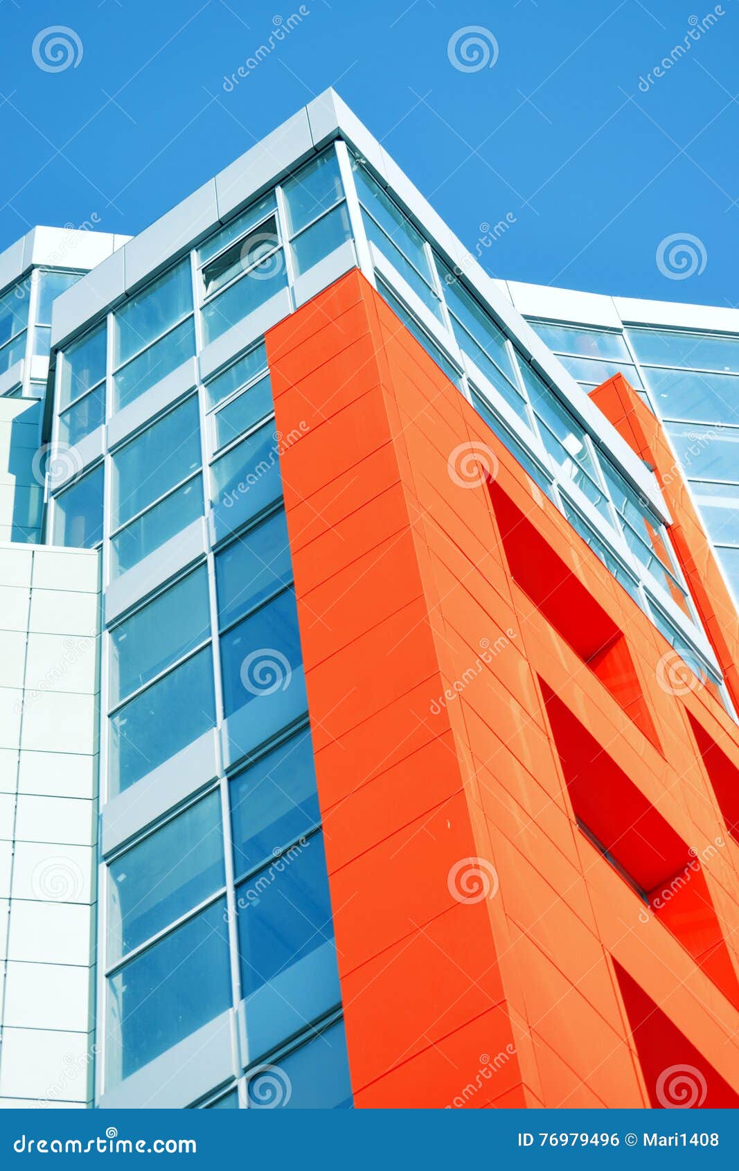 Red Blue Modern Building Facade Stock Photo - Image of metal, building ...
