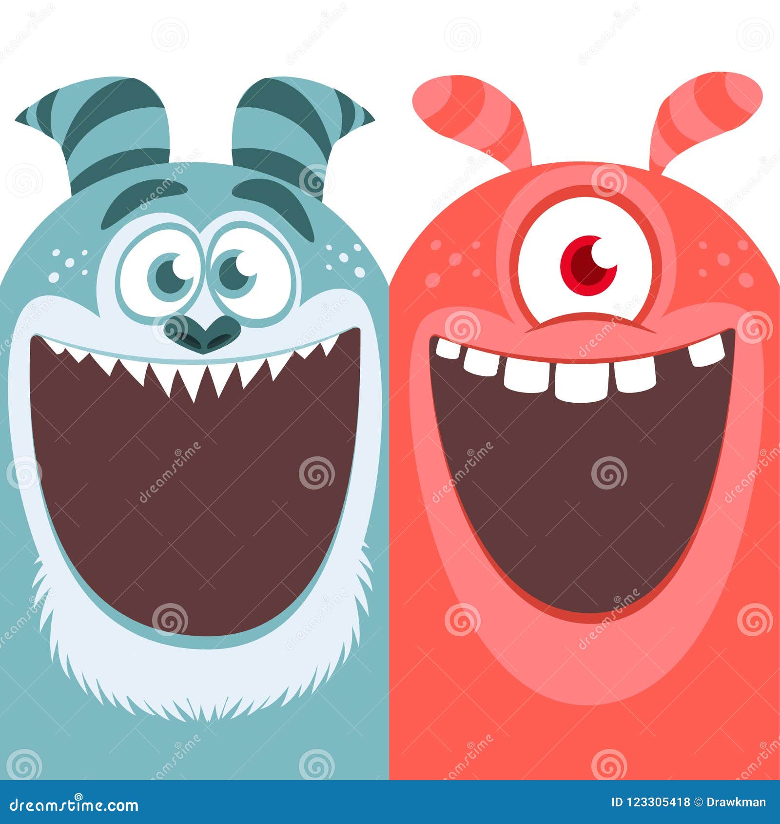 Blue Monsters Emotions Sprite Sheets Vector Illustration ...