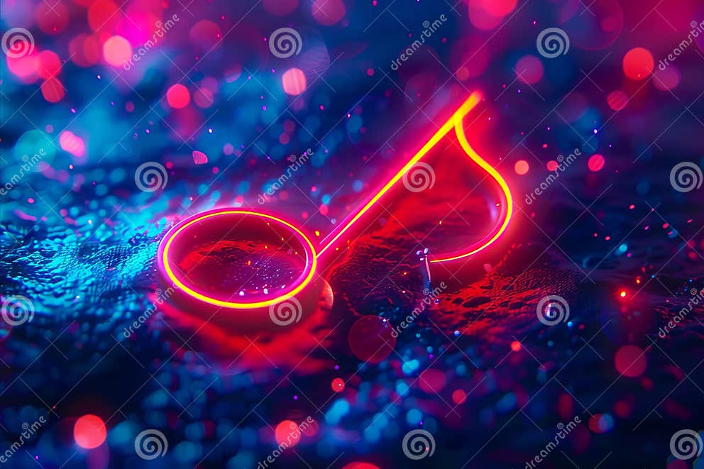 A Red and Blue Music Note on a Blue Background Stock Image - Image of ...