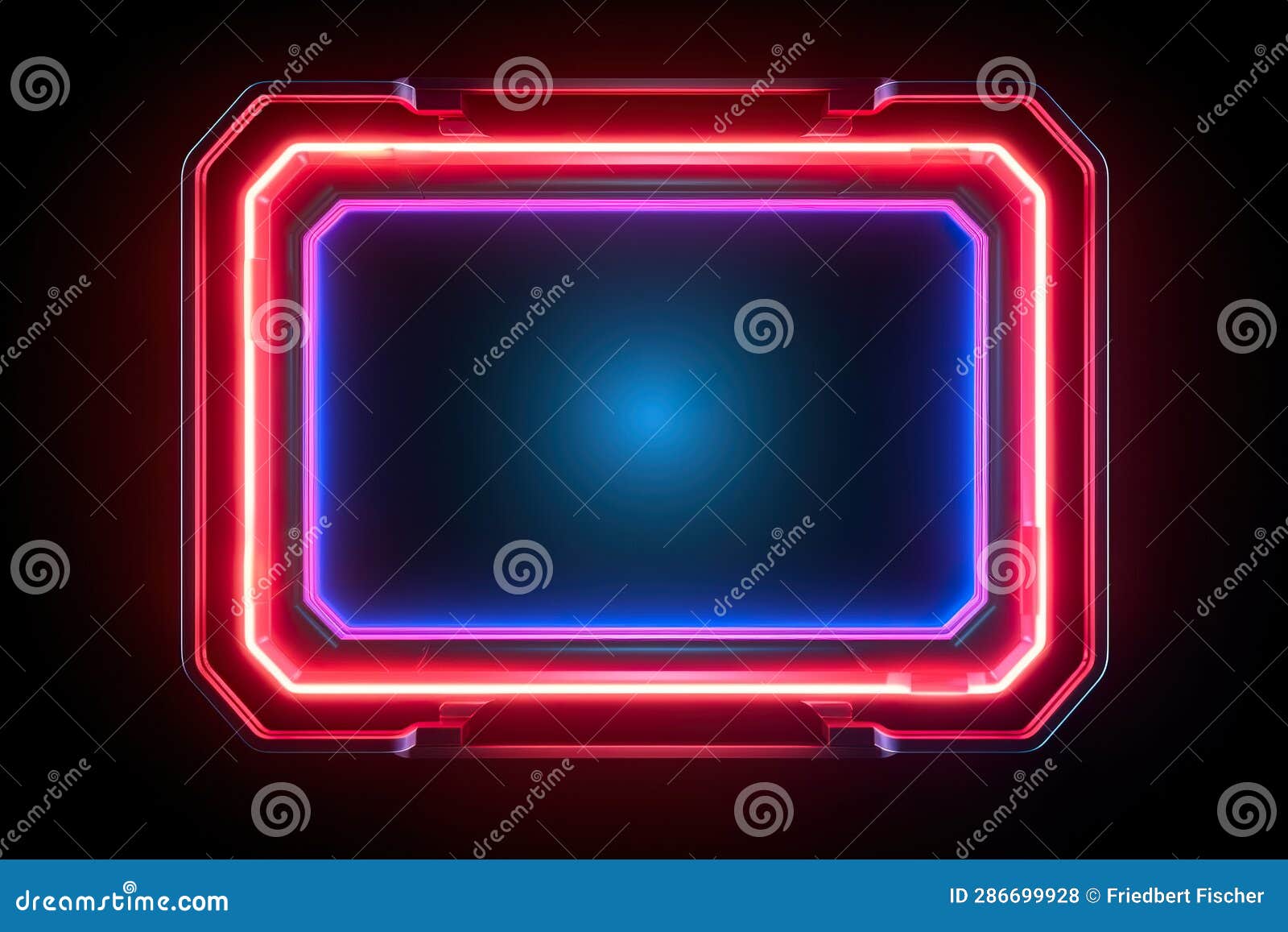 A Red and Blue Neon Frame on a Black Background. Digital Image. Stock ...