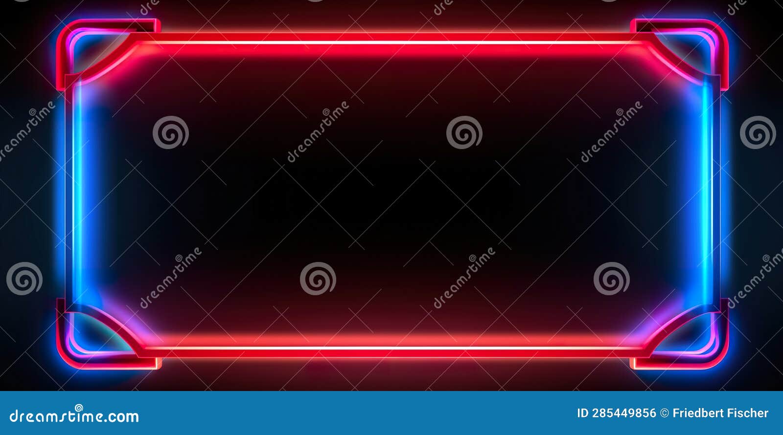 A Red and Blue Neon Frame on a Black Background. Digital Image. Stock ...
