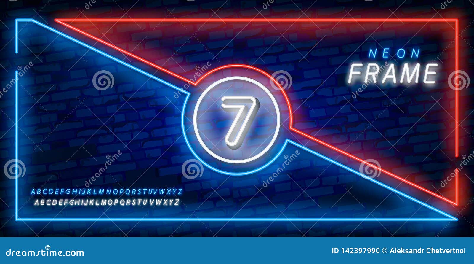 Red and Blue Neon Frame Sign in the Shape of a Square. Set Color ...