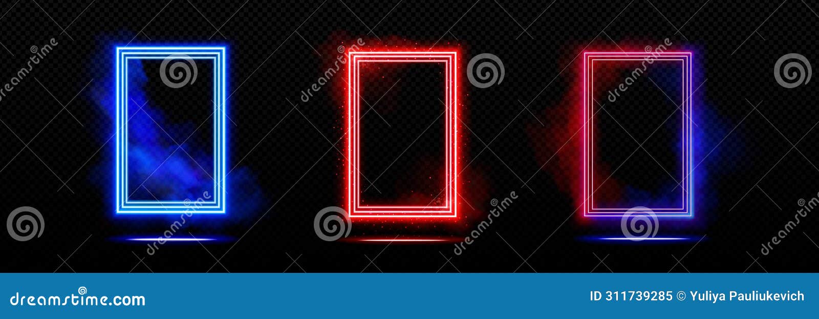 Red and Blue Neon Frames Set Stock Vector - Illustration of sparkle ...