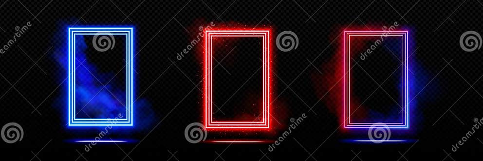 Red and Blue Neon Frames Set Stock Vector - Illustration of sparkle ...