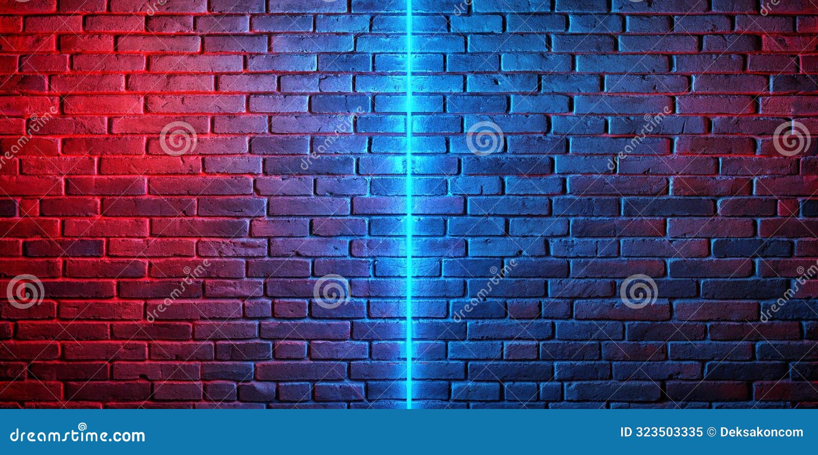 Red and Blue Neon Light on Brick Wall Brick Wall Background Lighting ...