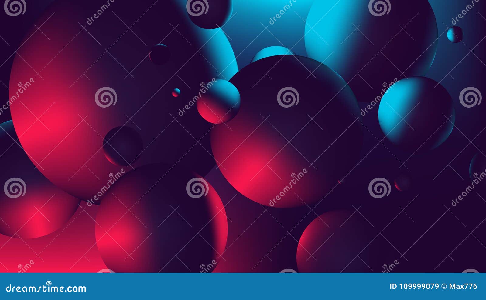 Red Blue Neon Light with a Reflection on Sphere, Gradient Vector ...