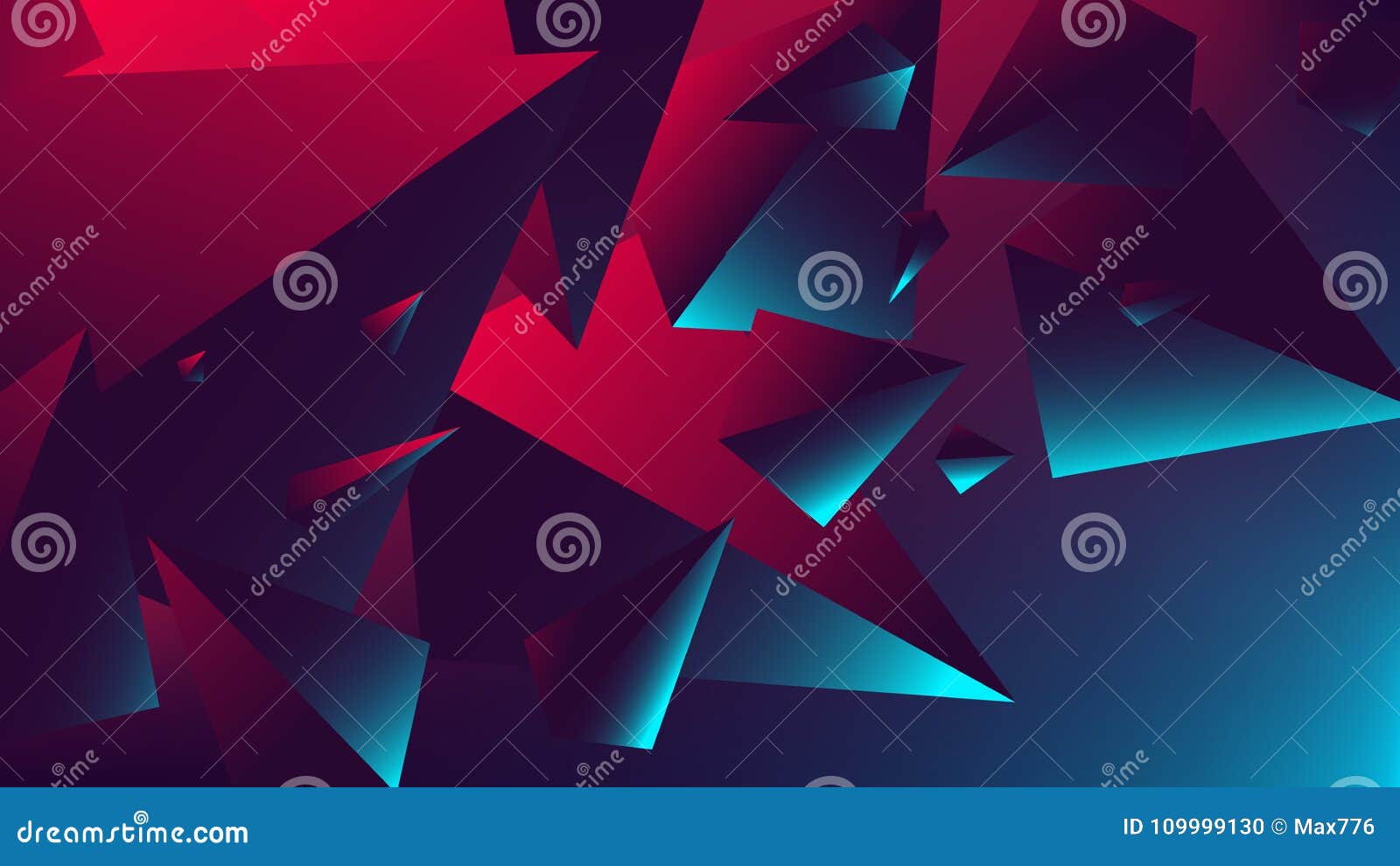Red Blue Neon Light with a Reflection on Triangle, Gradient Vector ...