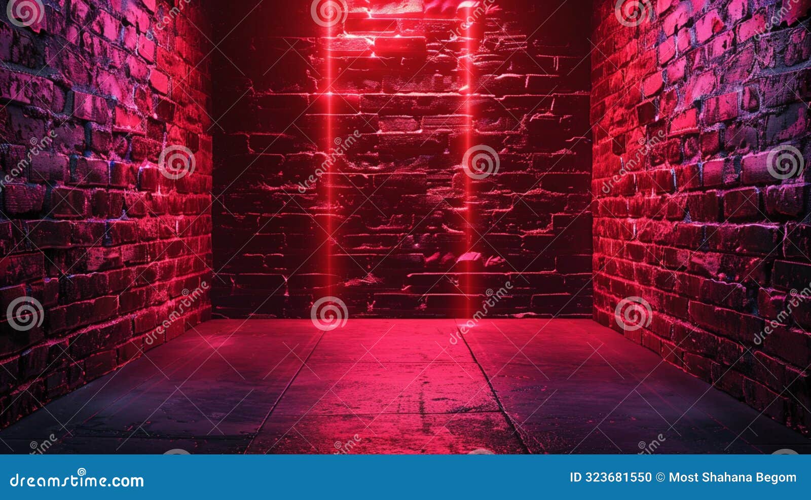 Red and Blue Neon Lighting Effect on Exposed Brick Walls: Vertical ...