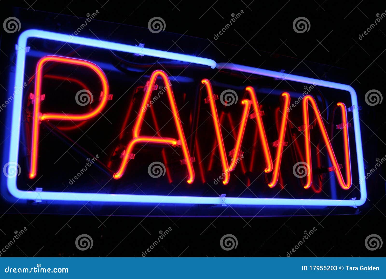Red and Blue Neon Pawn Shop Sign Stock Image - Image of sign, money ...