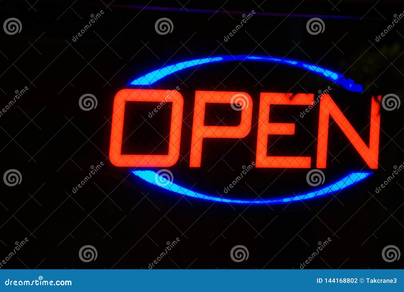 Red and blue neon signs stock photo. Image of view, blue - 144168802