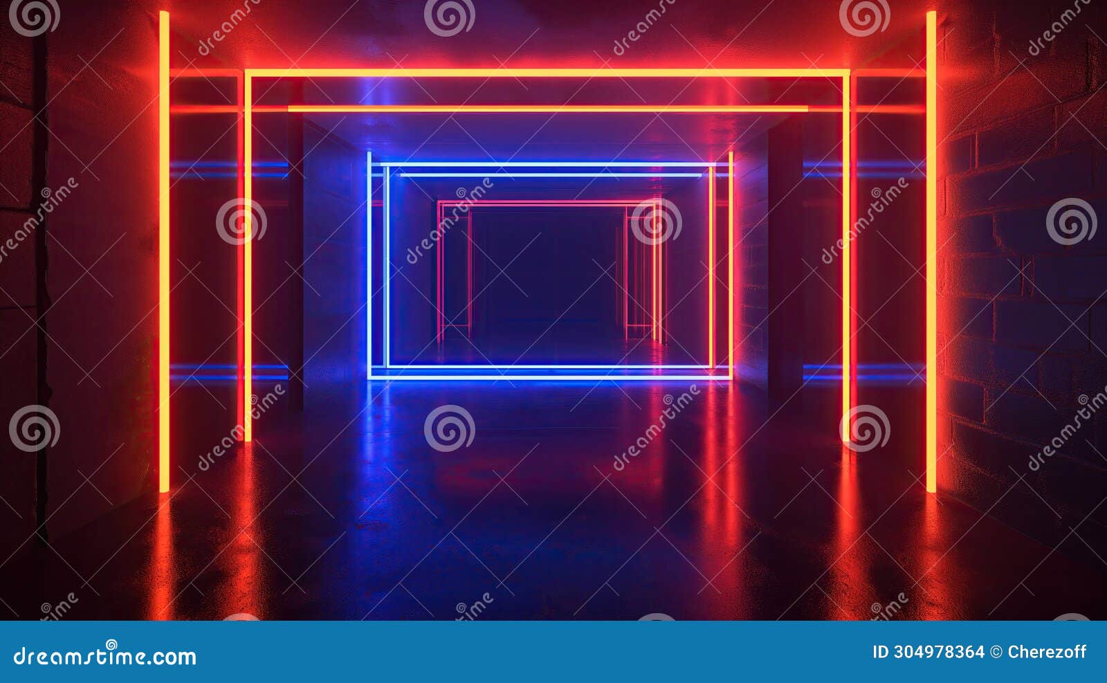 Red and blue neon squares stock photo. Image of studio - 304978364