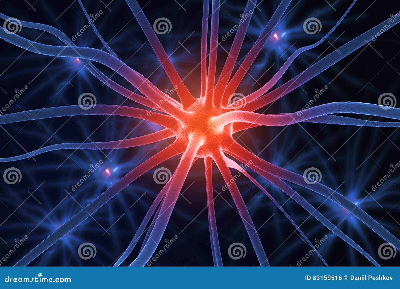 Red and Blue Neurone Closeup Stock Illustration - Illustration of ...