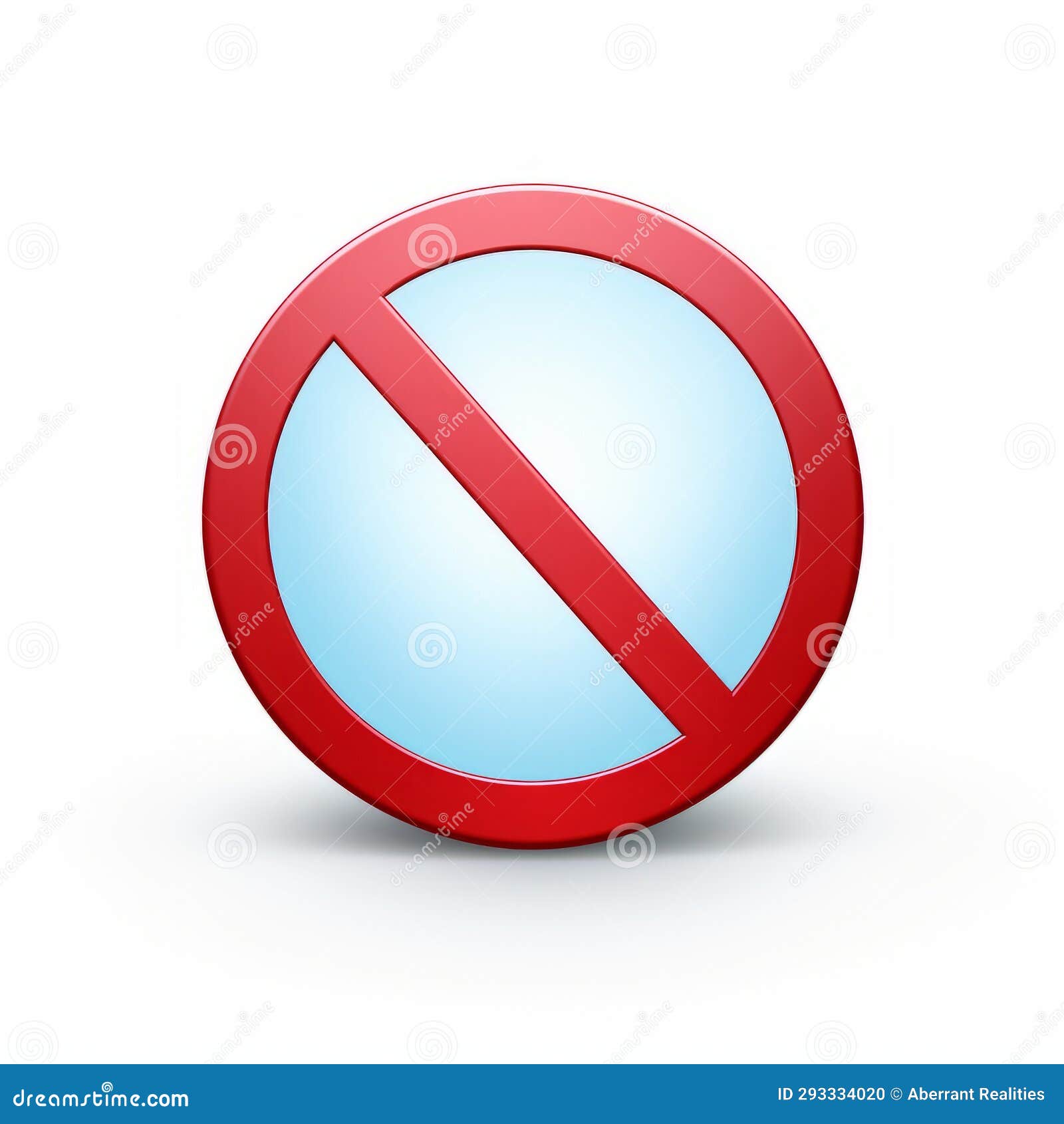 A Red and Blue No Entry Sign on a White Background Stock Illustration ...