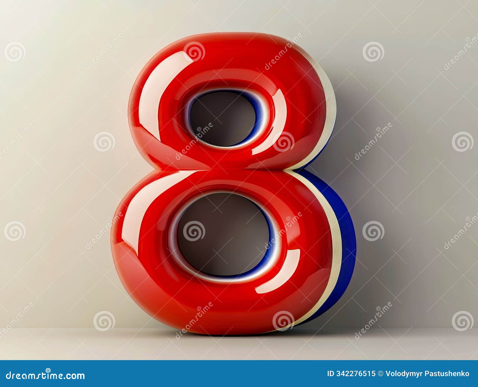 A Red and Blue Number Eight on a White Surface Stock Illustration ...
