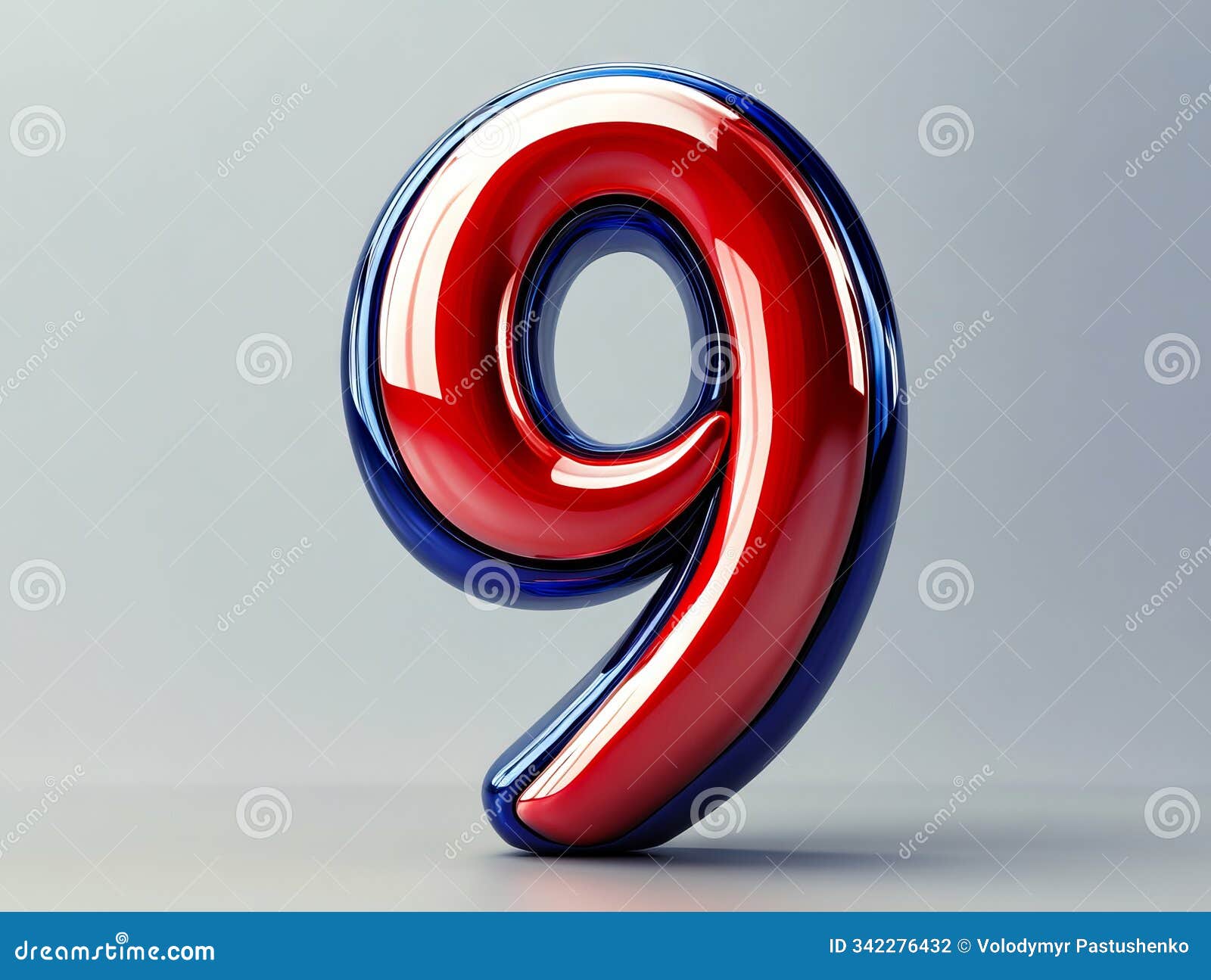 A Red and Blue Number 9 on a Gray Background Stock Illustration ...