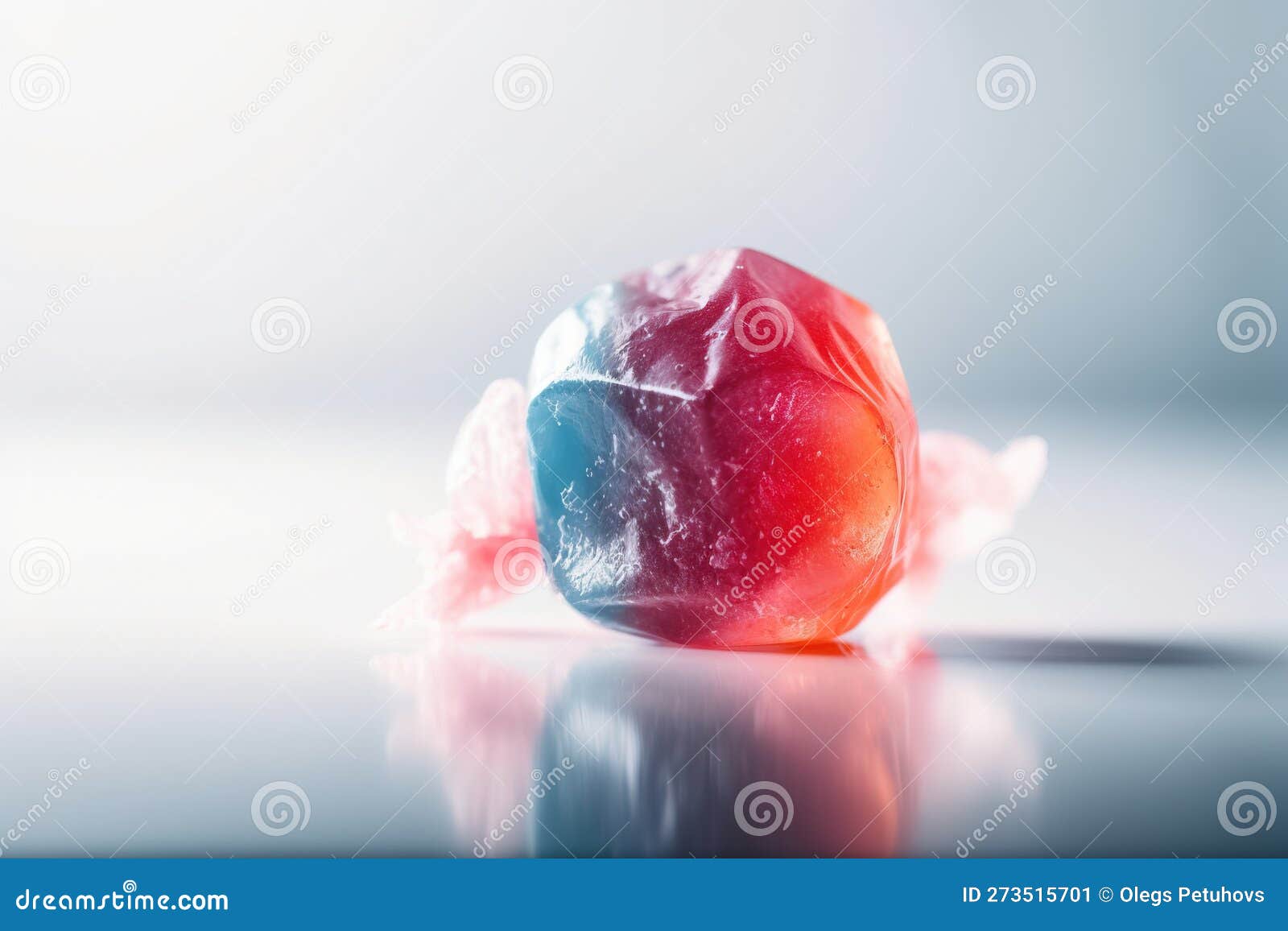 A Red and Blue Object on a Reflective Surface with a White Background ...