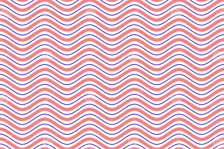 Red and Blue Ocean Wave Lines Seamless Pattern on White Background ...