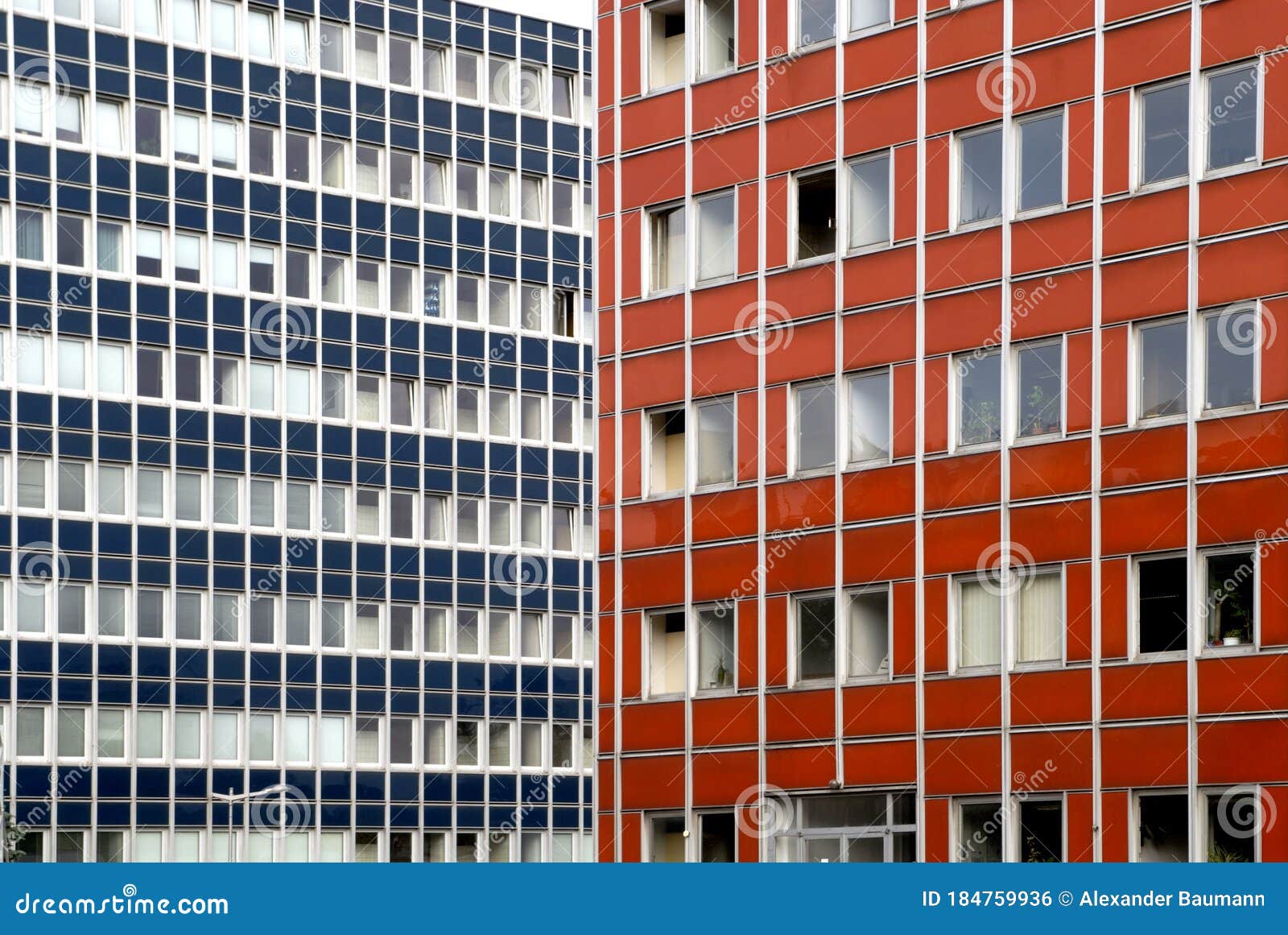 Red and Blue Office Buildings Stock Photo - Image of office, urban ...