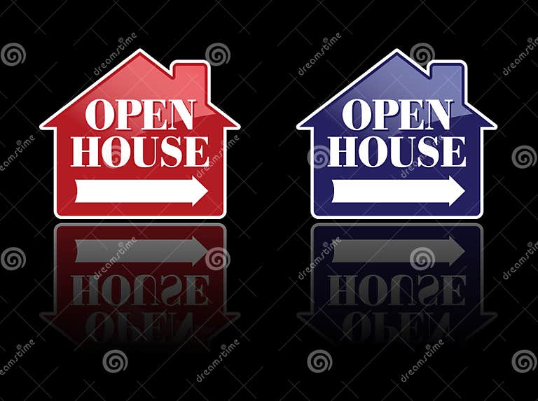 Red and Blue Open House Signs Stock Vector - Illustration of vector ...