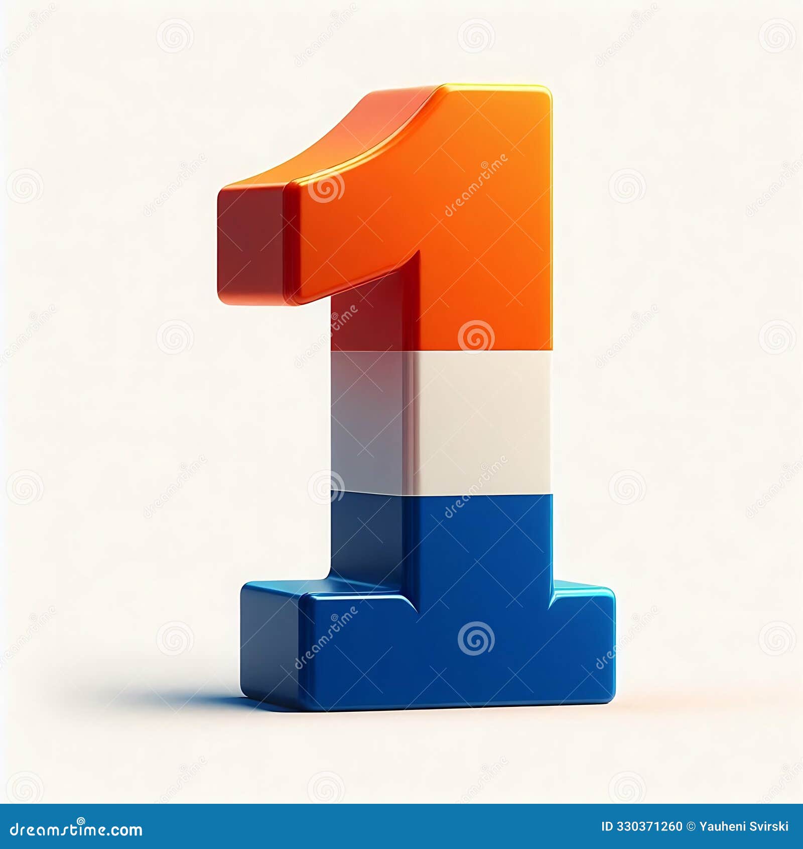 A Red, Blue and Orange Number 1. the Number is in a Cube Shape Isolated ...
