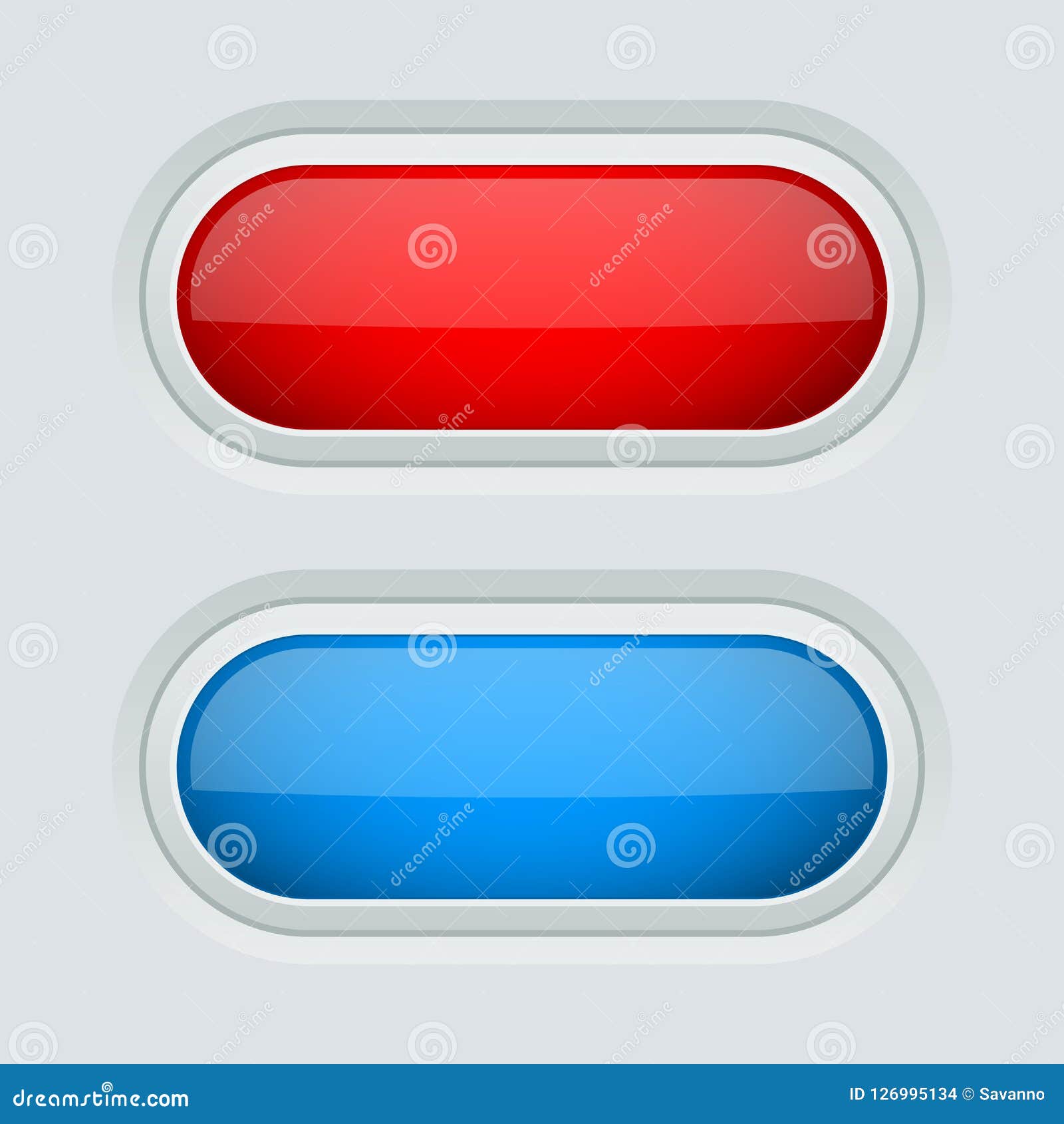 Red and Blue Oval Push Buttons. 3d Web Interface Elements Stock Vector ...