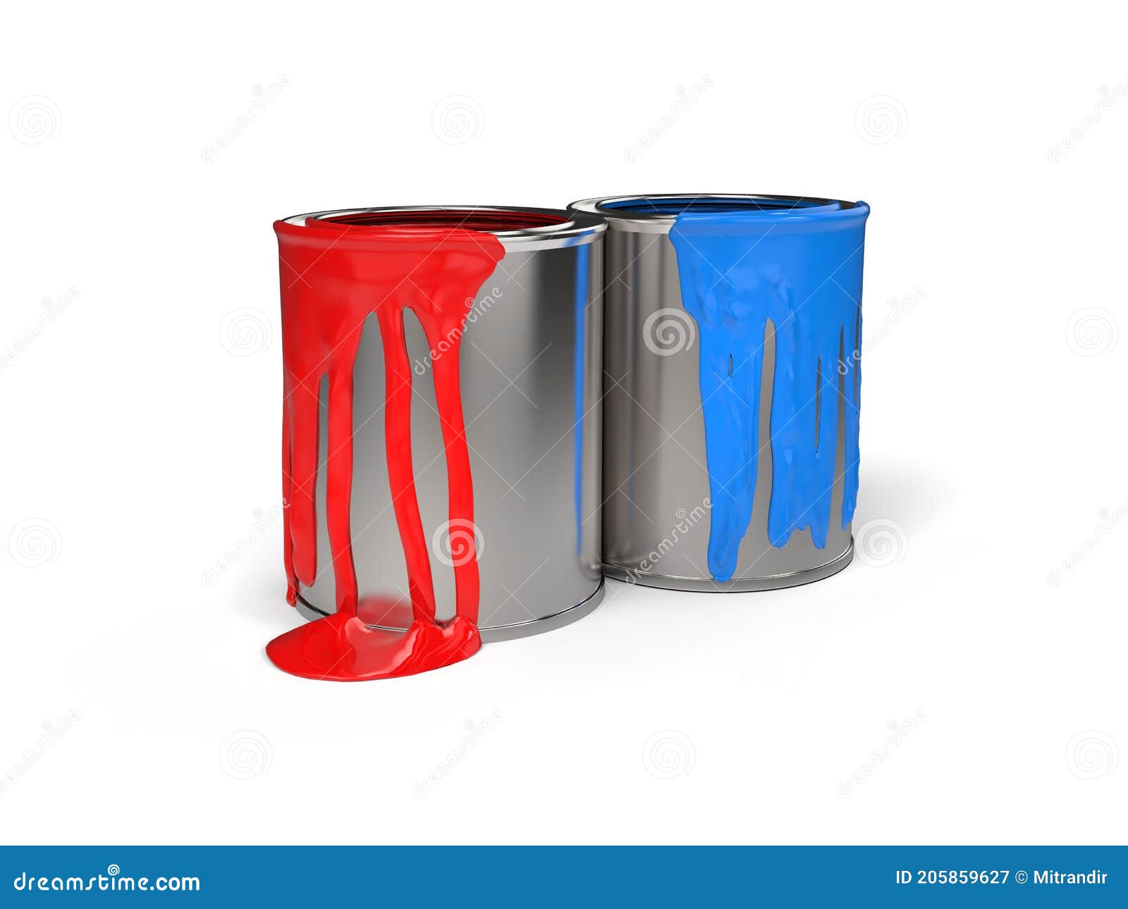 Red and Blue Paint Dripping from Paint Cans Stock Illustration ...