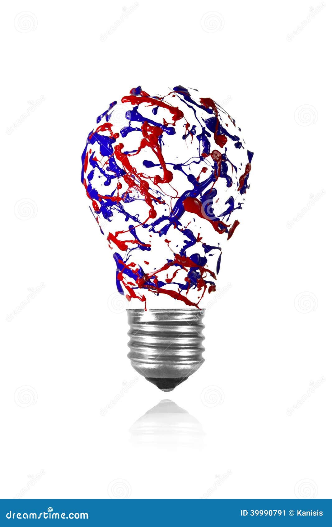 Red Blue Paint Splah Made Light Bulb Stock Illustration - Illustration ...