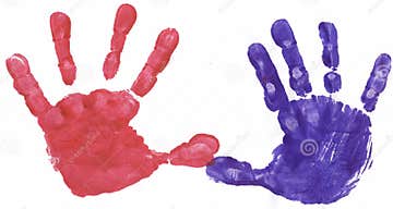 Red and Blue painted hands stock illustration. Illustration of daycare ...