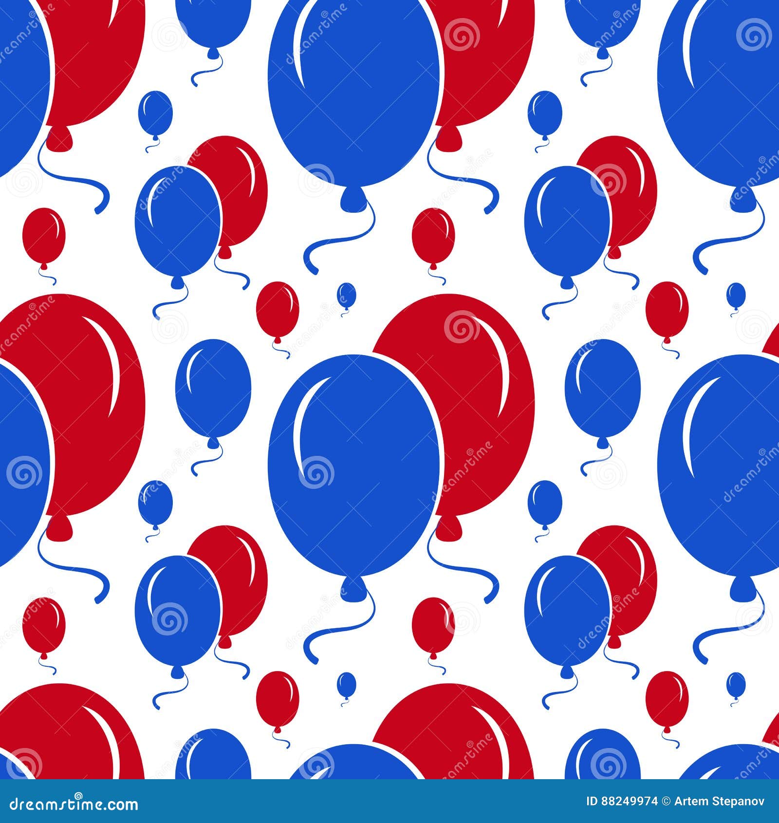 Red and Blue Party Balloon Pattern on White Background Stock Vector ...