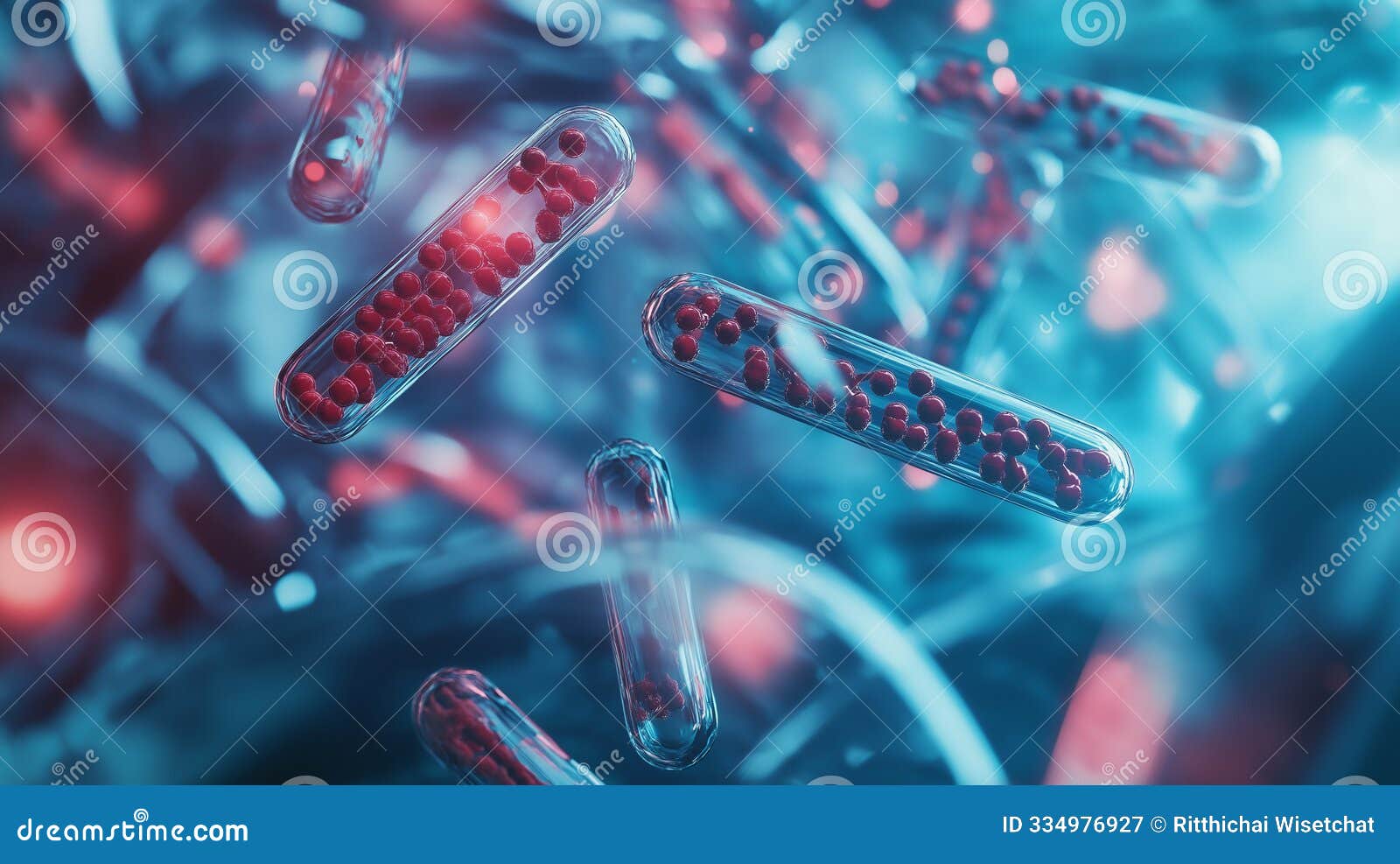 Red and Blue Pill Capsules Float in a Surreal Space, a Glimpse into ...