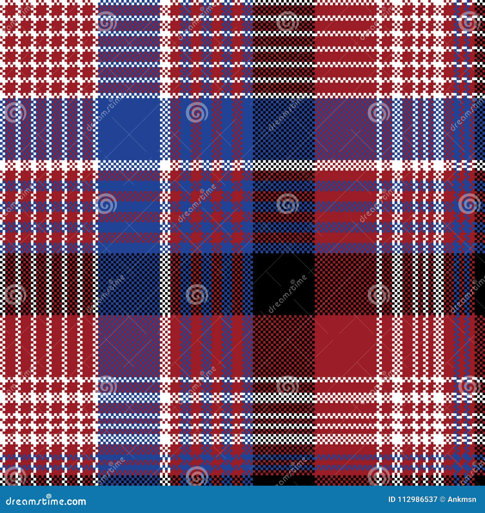 Red Blue Pixel Check Seamless Pattern Stock Vector - Illustration of ...