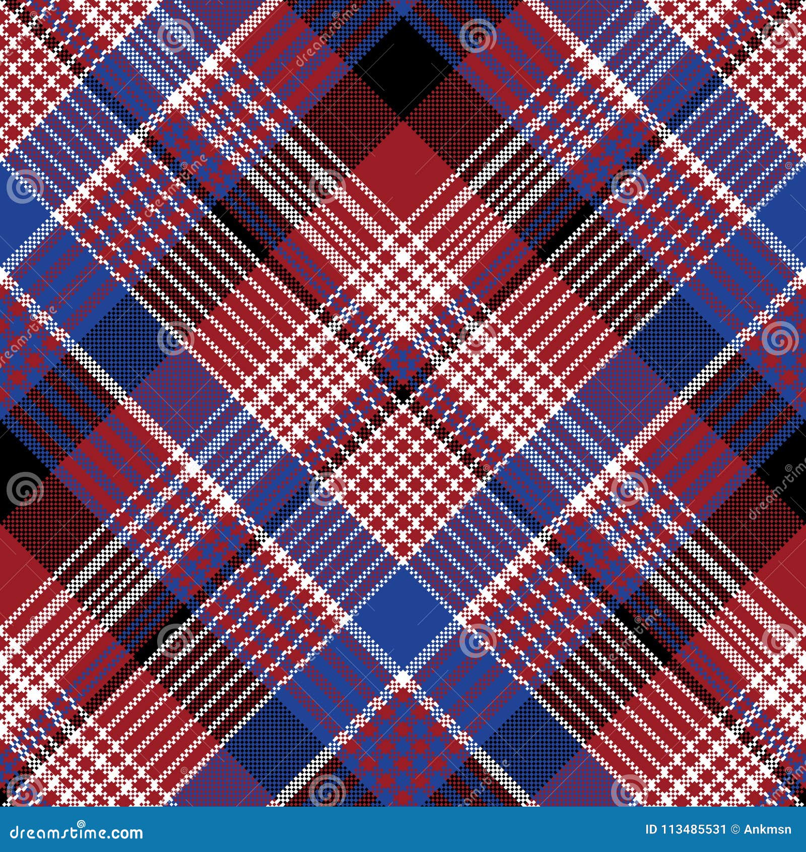 Red Blue Pixel Check Seamless Pattern Stock Vector - Illustration of ...