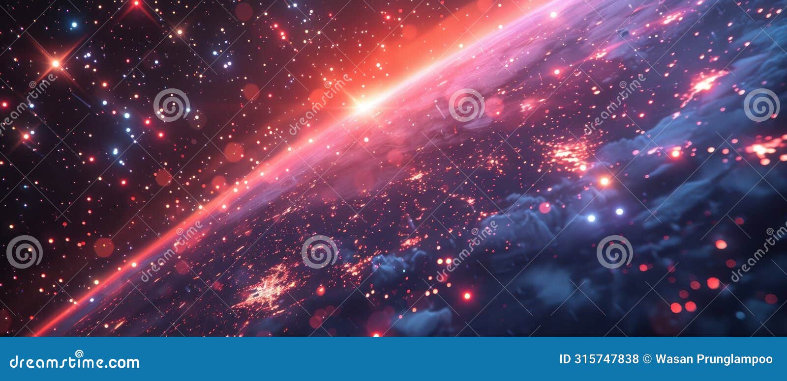 The Red and Blue Planet with Stars in the Background Stock Photo ...