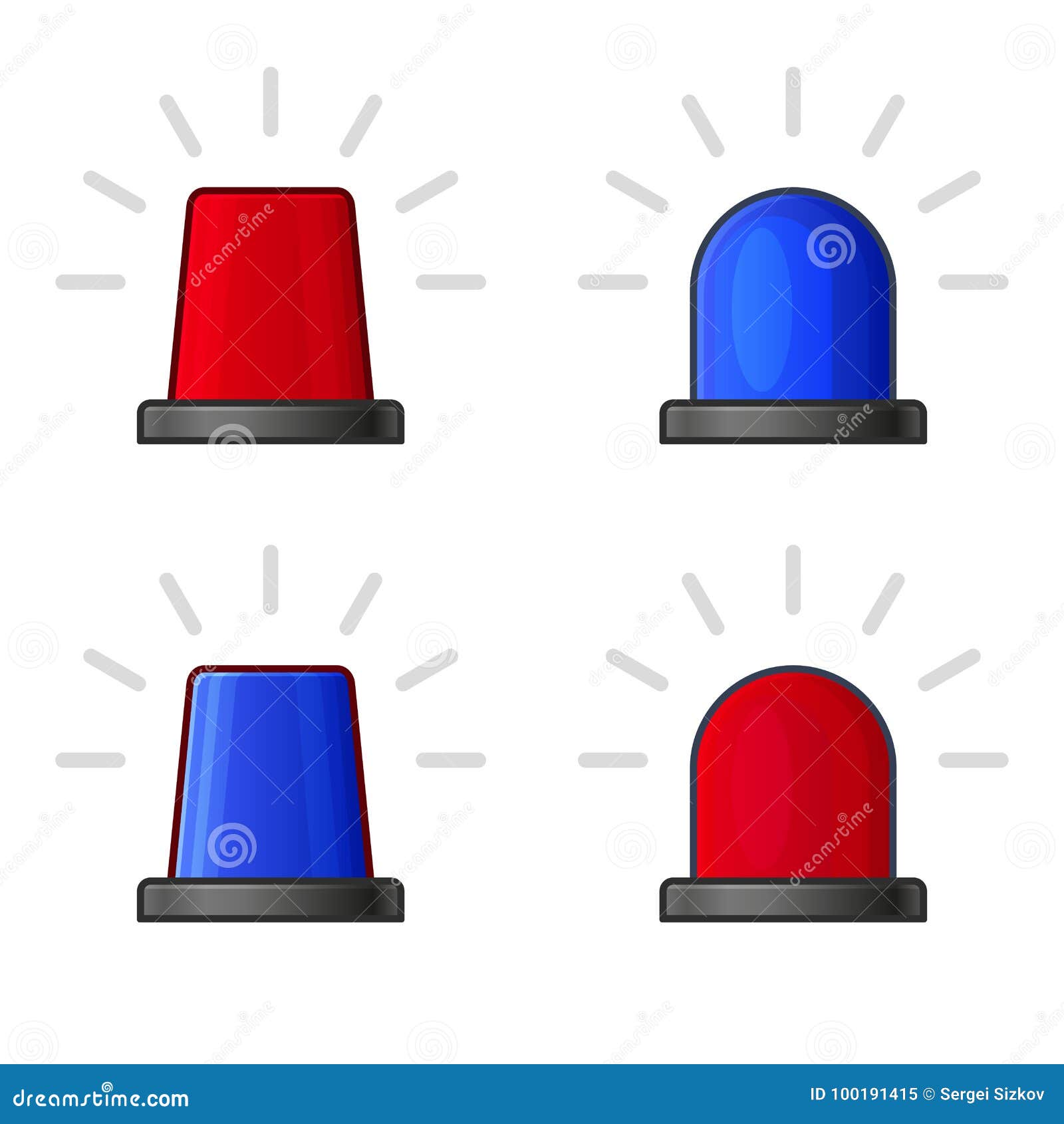 Red Flasher Siren Vector. Realistic Object. Light Effect. Beacon For ...