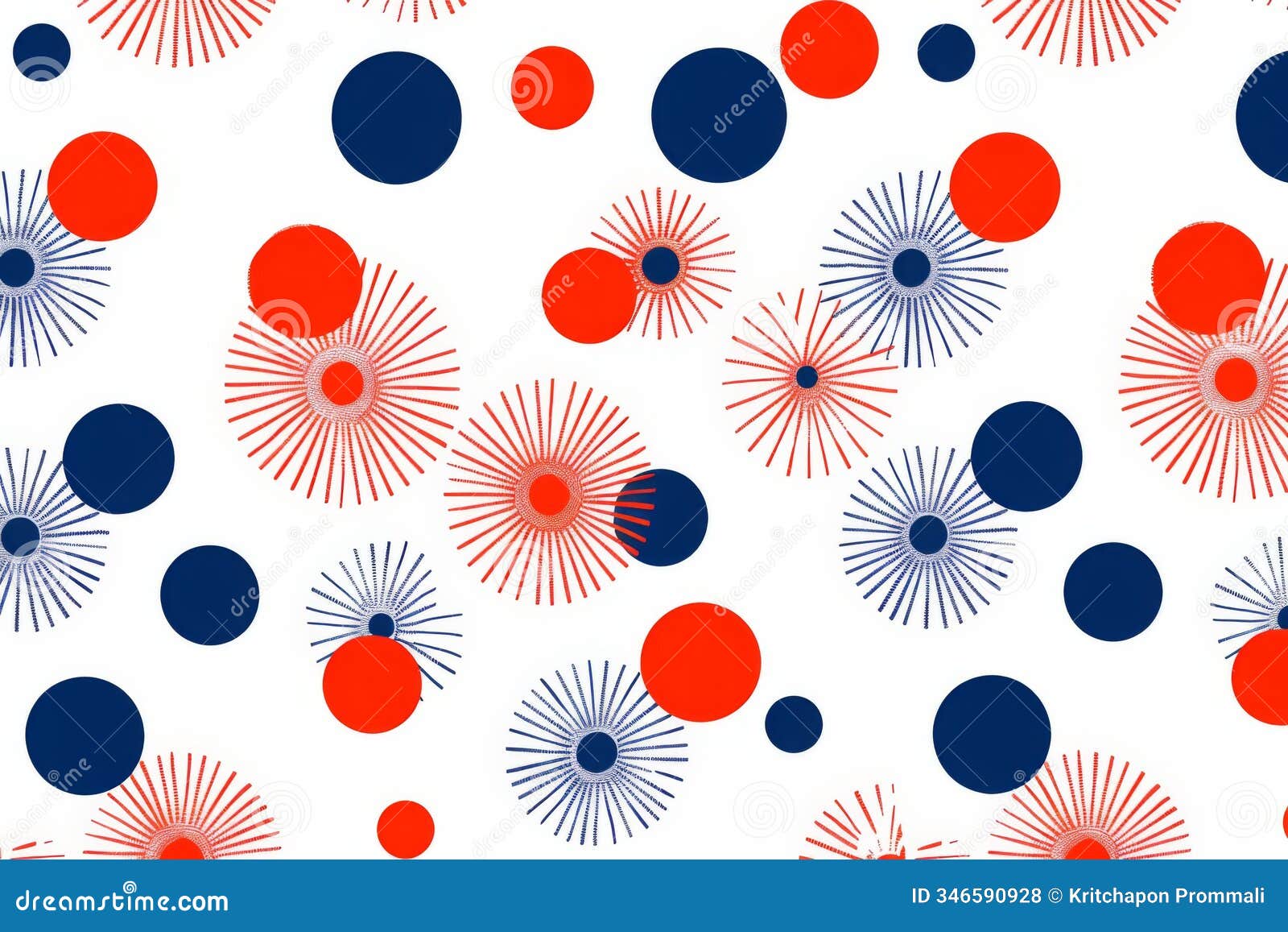 Red and Blue Polka Dot and Burst Pattern on White Background Stock ...