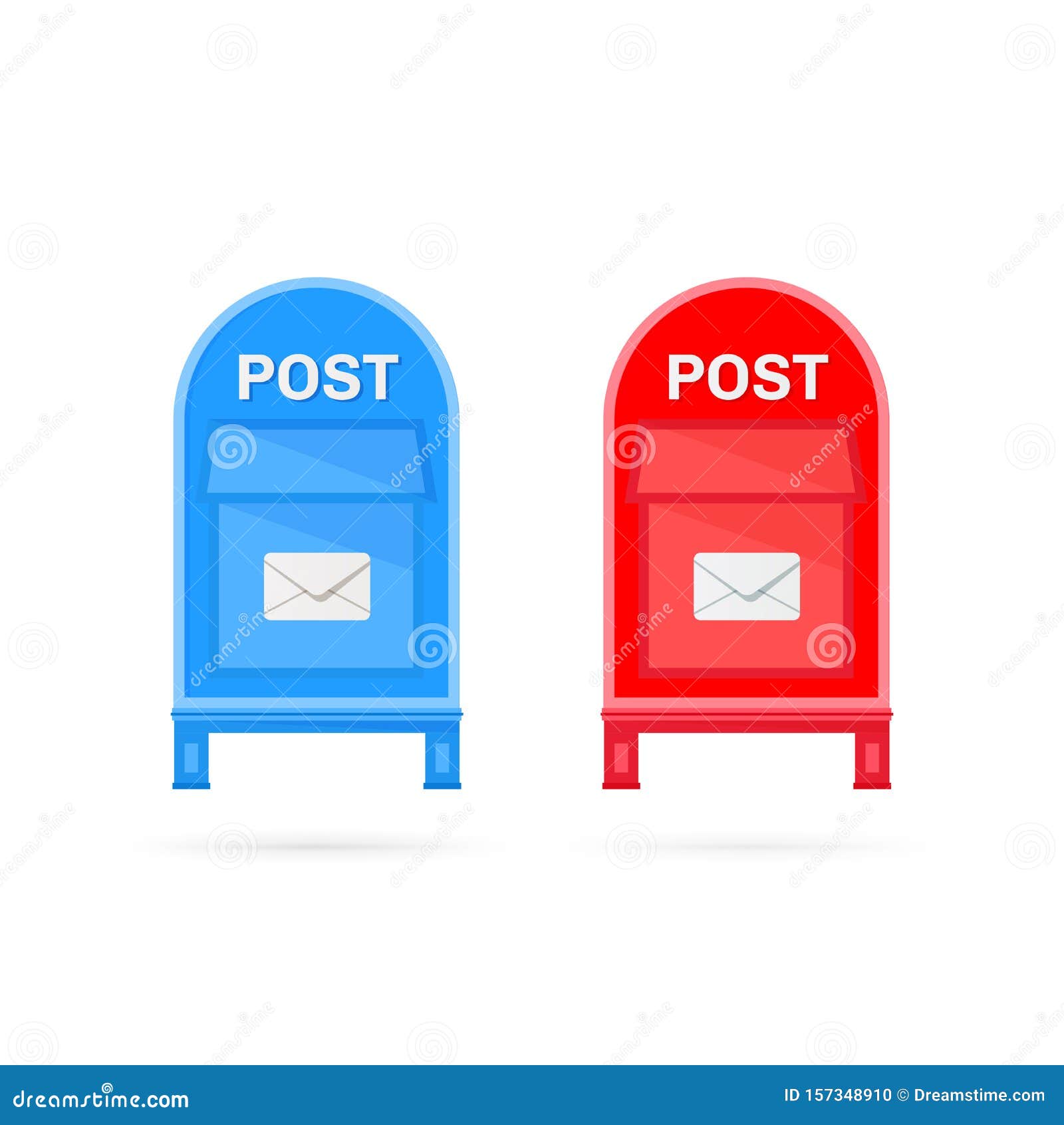 Red and blue post boxes stock vector. Illustration of mailbox - 157348910