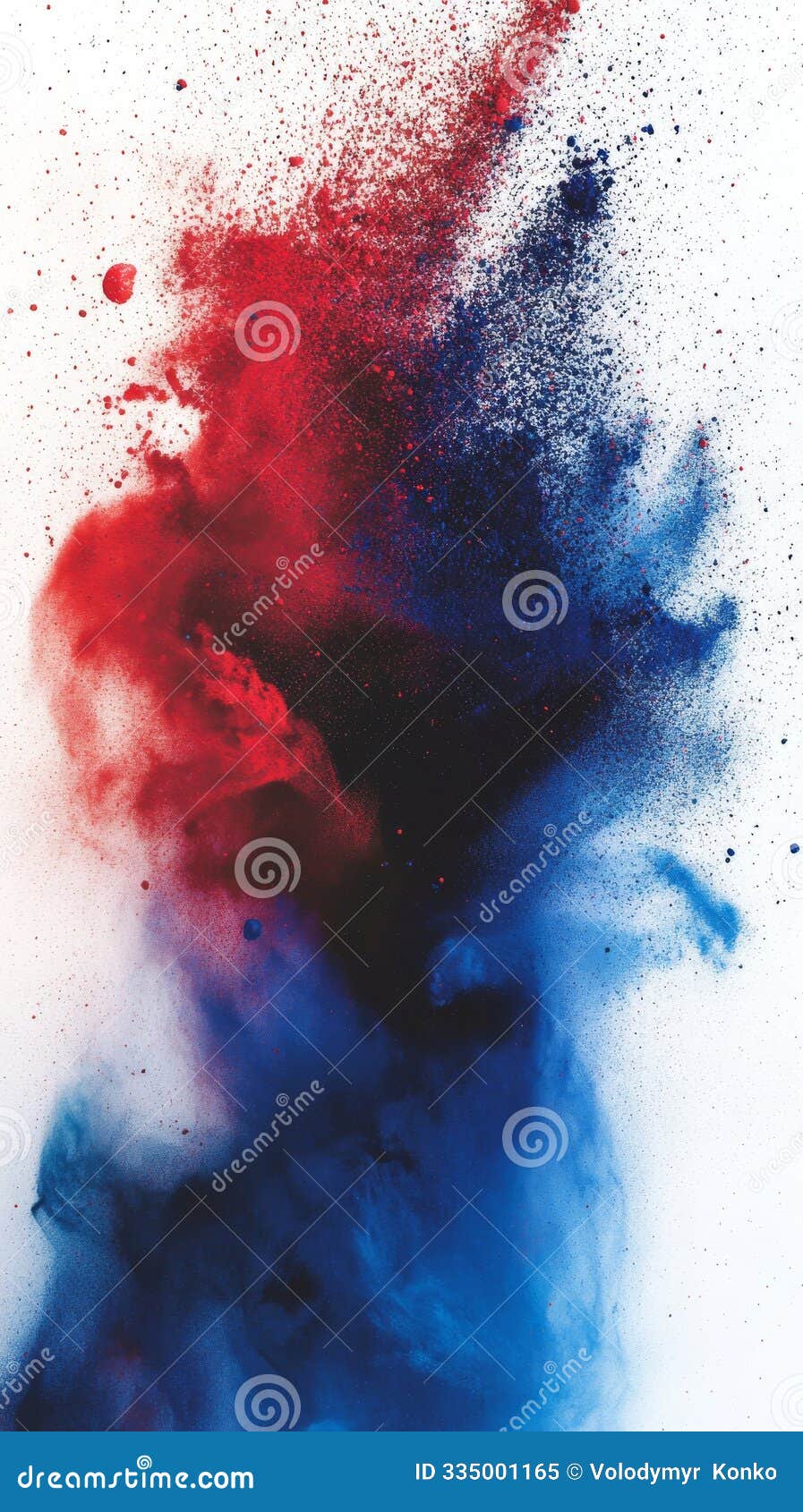 Red and Blue Powder Explosion on White Background, Abstract Art Concept ...