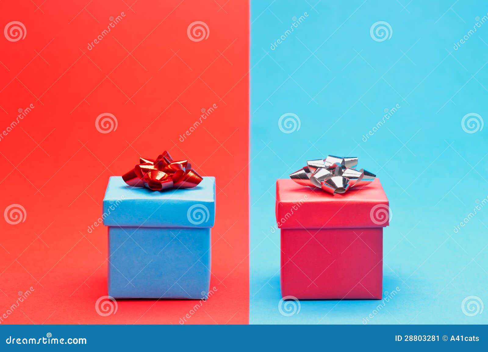 Red and blue present stock image. Image of background - 28803281