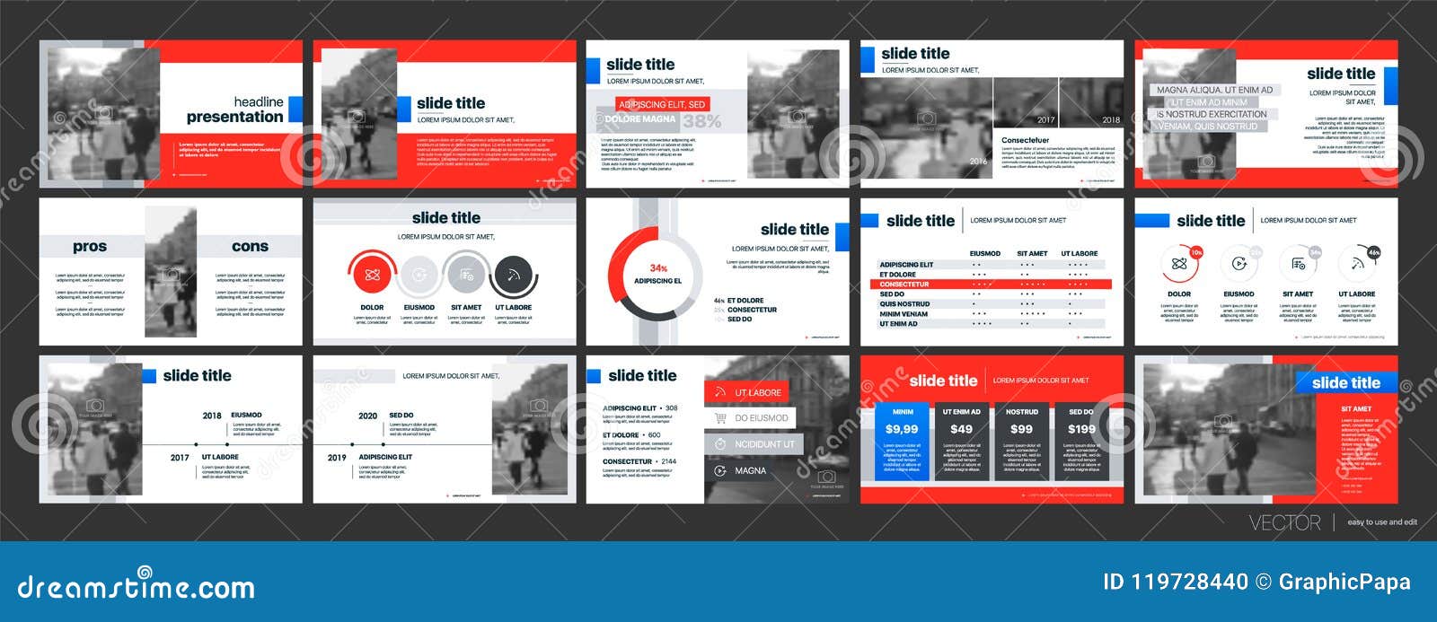 Red Blue Presentation Templates Elements on a White Background. Stock ...