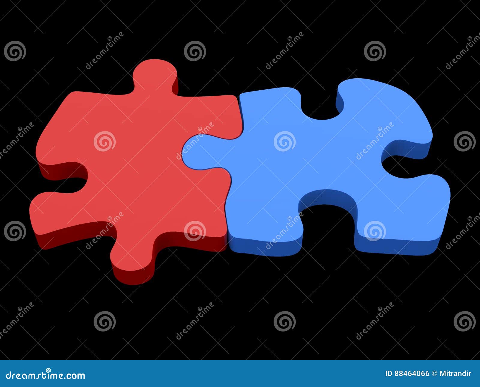 Red and Blue Puzzle Pieces Set Together Stock Illustration ...
